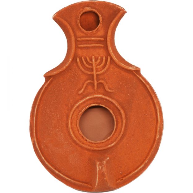 Clay Lamp with Menorah and Jerusalem Oil - Jesus Period Replica